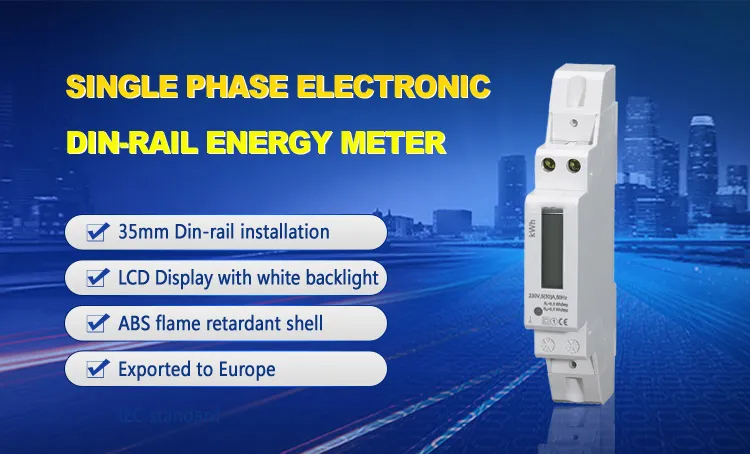 Single Phase Two Wire 1 Pole din rail Digital KWh Electronic Power ...